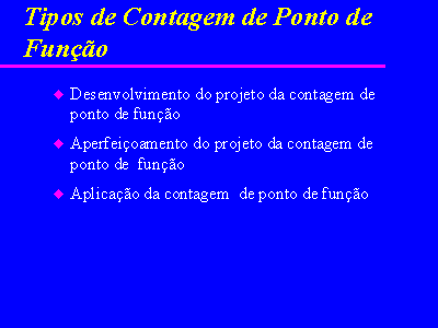 Tipos de Contagem de Ponto de Função